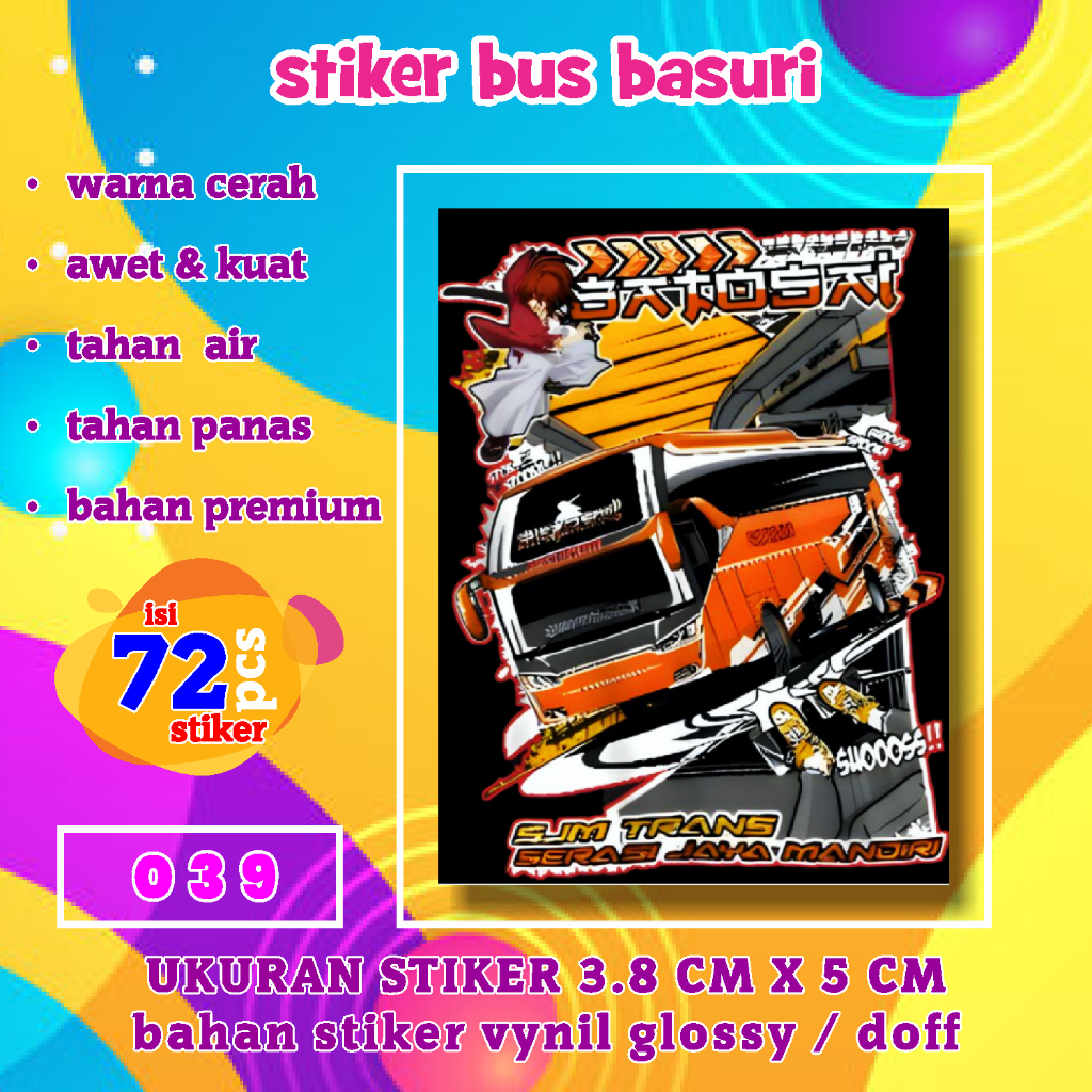 Jual stiker bus basuri batosai [039] warna cerah kuat tidak luntur ...
