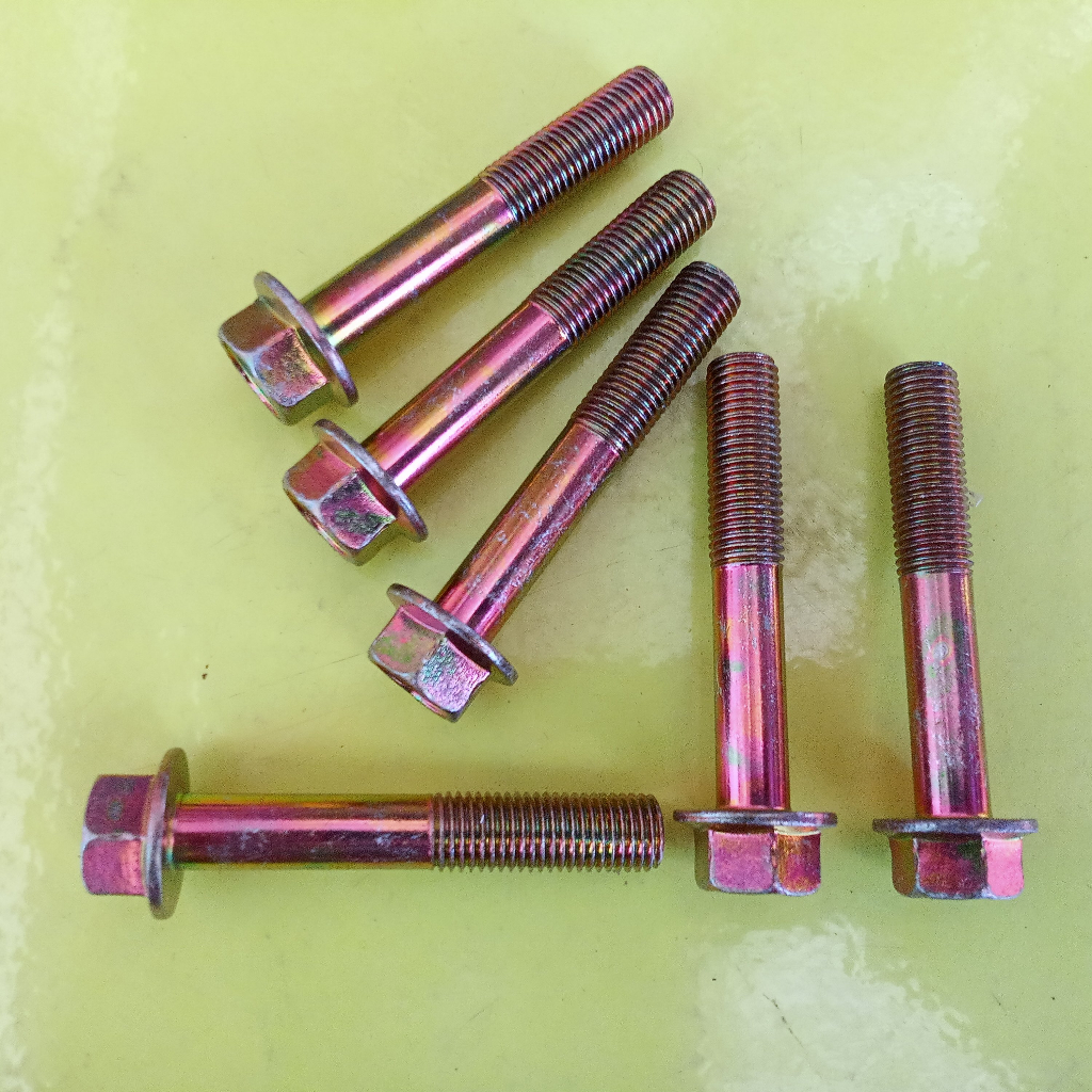 Jual FLANGE BOLT M10 X 75 / BAUT TOPI M10 X 75 KUNING / FLANGE BOLT ...