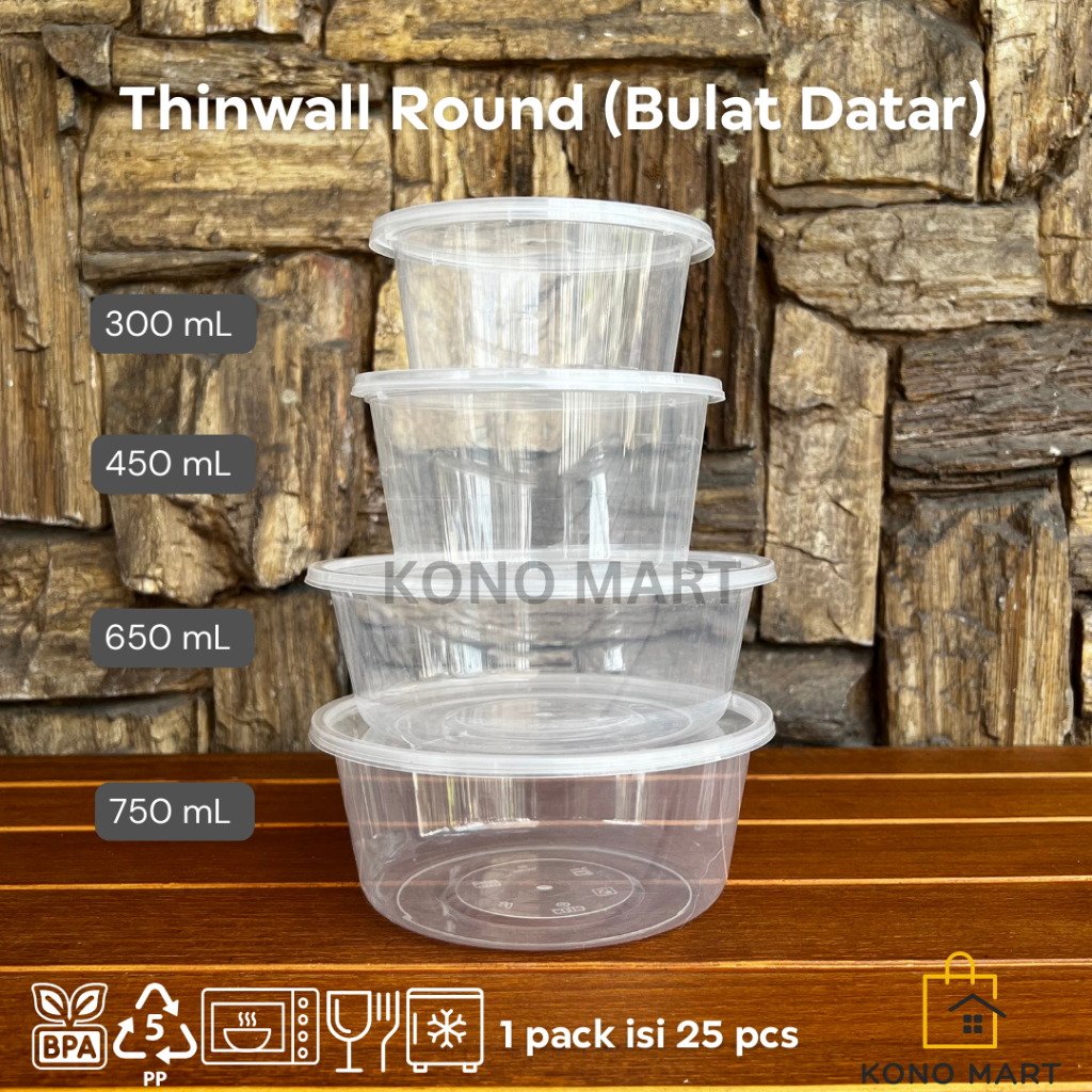 Jual [25 PCS] Thinwall Mangkok Bulat ( Round ) MERK VICTORY / KLIR Kotak Mika Tempat Penyimpanan ...