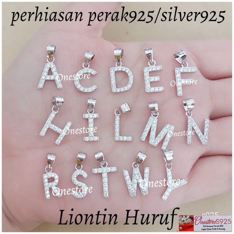 Jual Huruf inisial Liontin perak 925 lapis emas putih | Shopee Indonesia