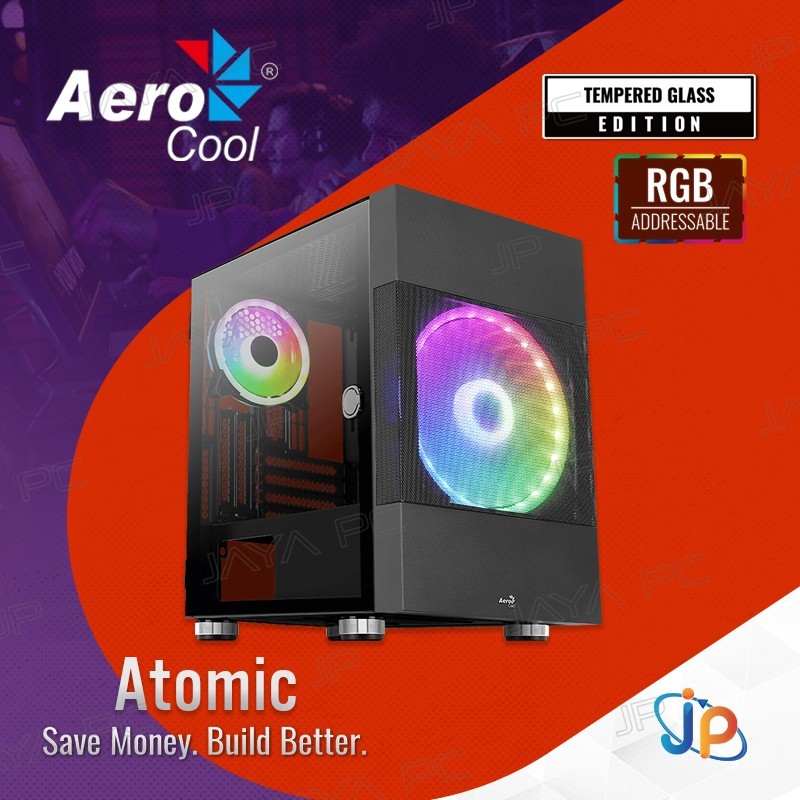 Jual Aerocool Gaming CPU Case Atomic V2 ARGB - Tempered Glass Chassi ...
