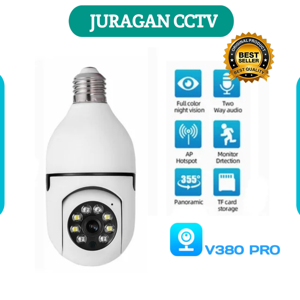 Jual CCTV Lampu V380 IP Camera CCTV Wifi Bohlam 360 Derajat PTZ ...