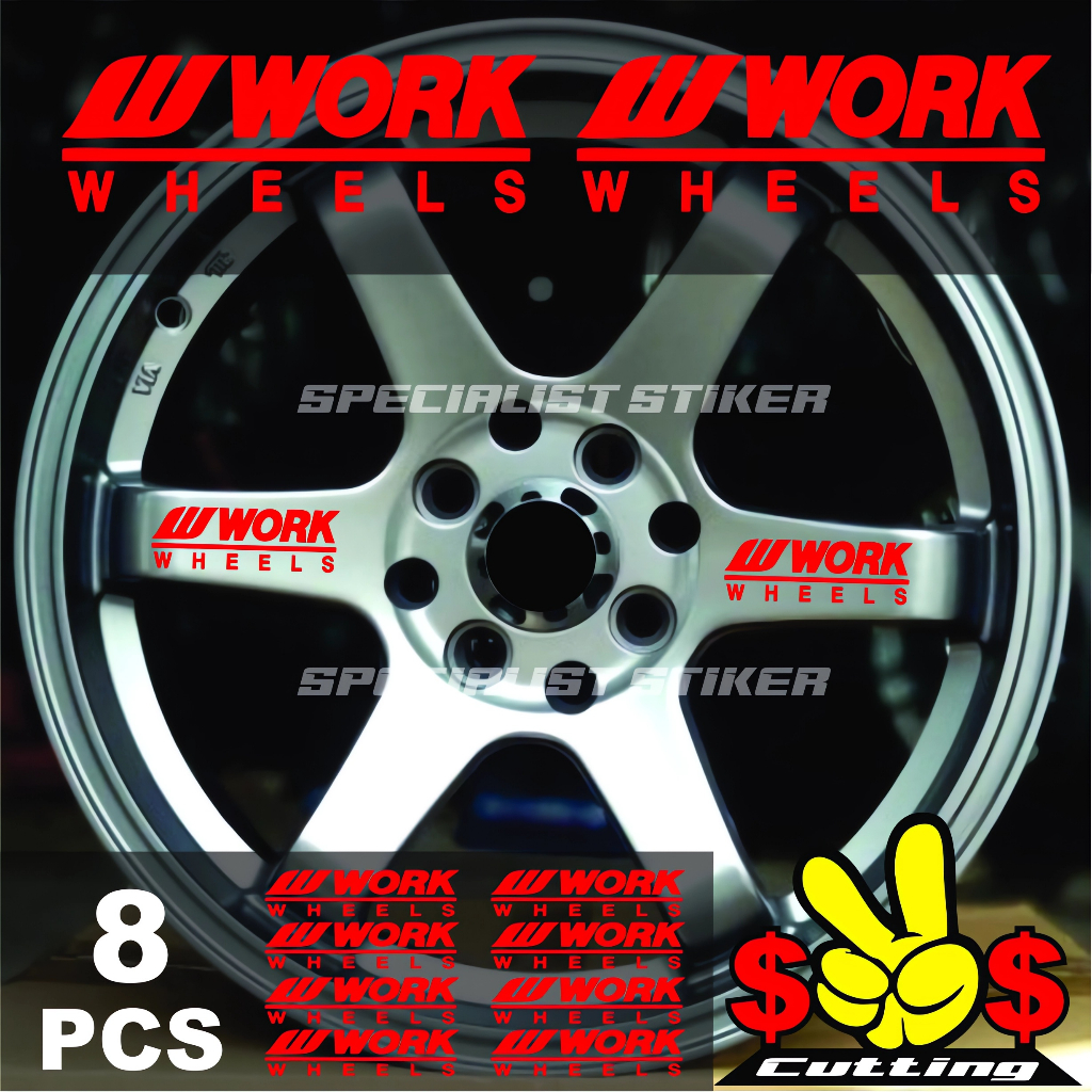 Jual 8 Pcs Stiker Velg Mobil Model W Work Wheels Cutting Sticker Pelek ...
