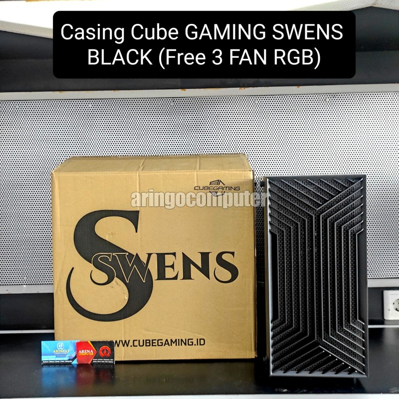 Jual Casing Cube GAMING SWENS BLACK (Free 3 FAN RGB) | Shopee Indonesia
