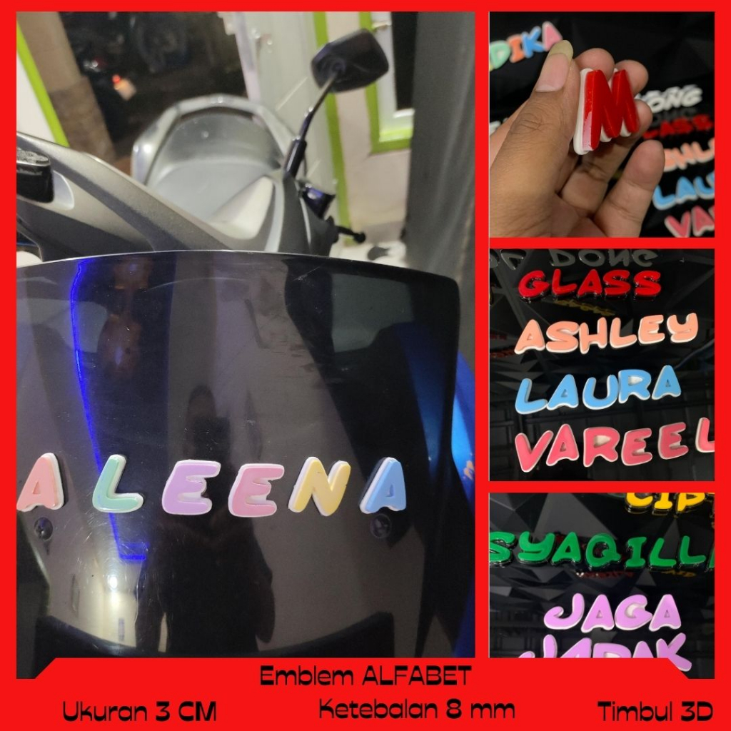 Jual Emblem Tulisan Abjad Alphabet Mobil dan Motor 3D Huruf Angka ...