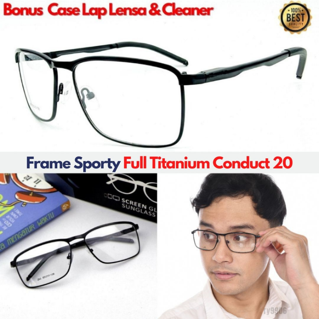 Jual Frame Kacamata Pria Sporty FULL Aloy Titanium 203 Lensa Normal Minus Baca Progresif Anti ...