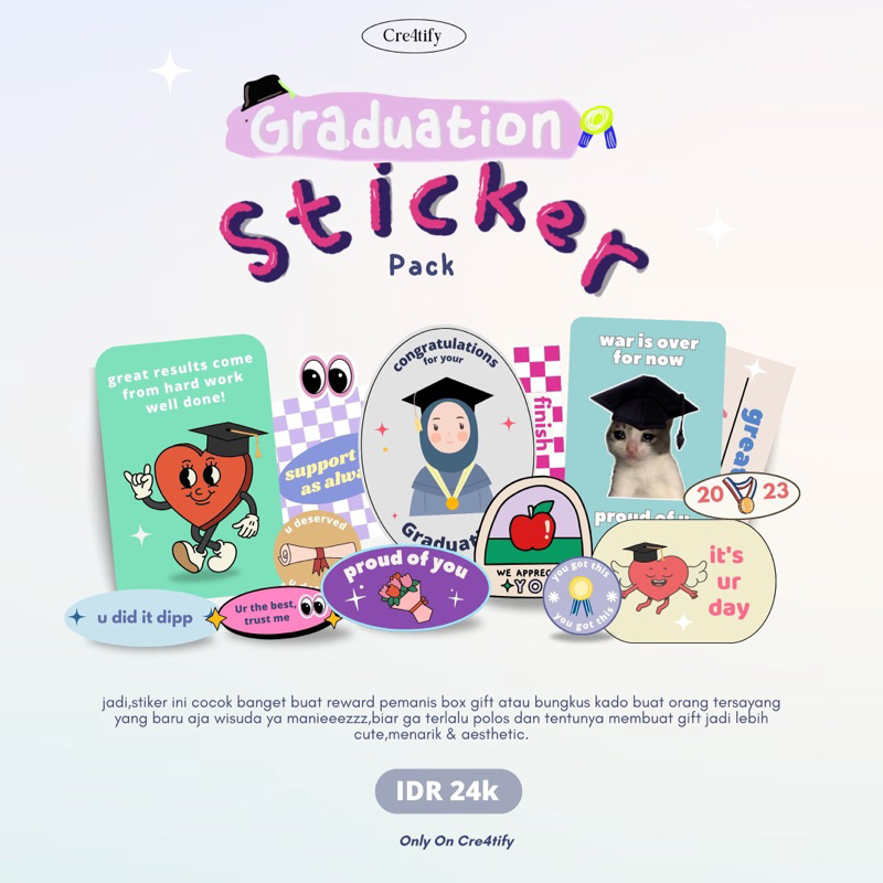 Jual Graduation sticker reward kado wisuda custom aestetik murah unik ...