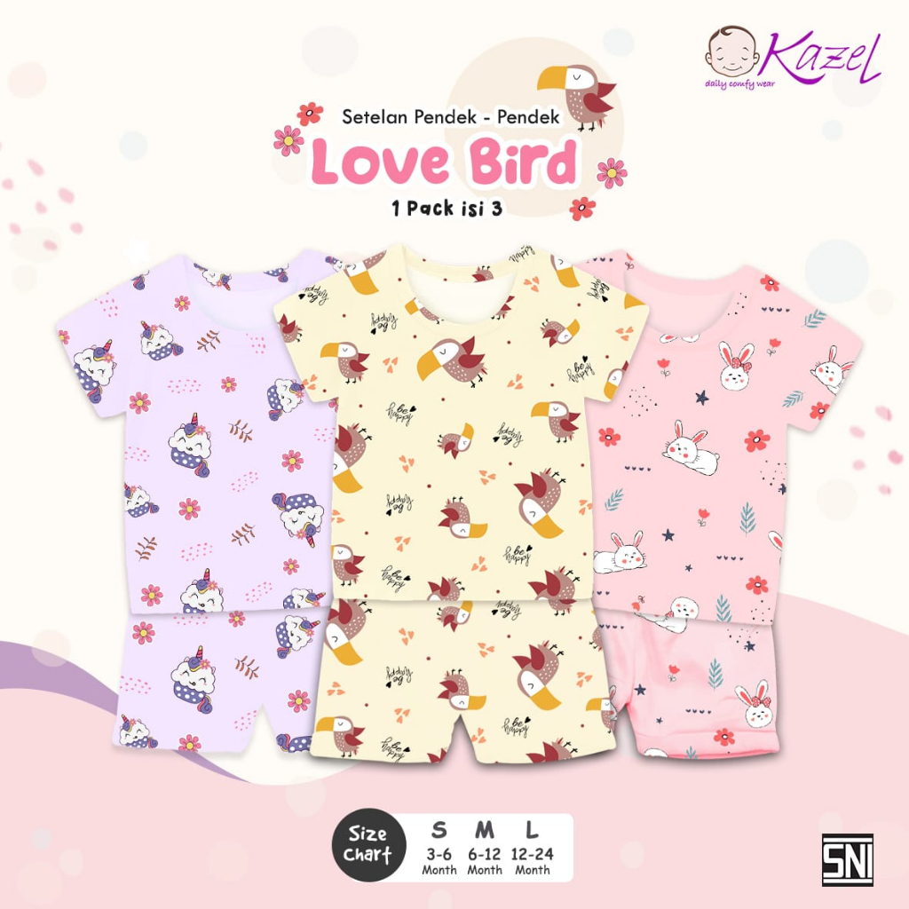 Jual Kazel Setelan Rib Oblong Tipis /Setelan Oblong Love Bird/Pelangi & Bajaj Edition 3 STEL ...