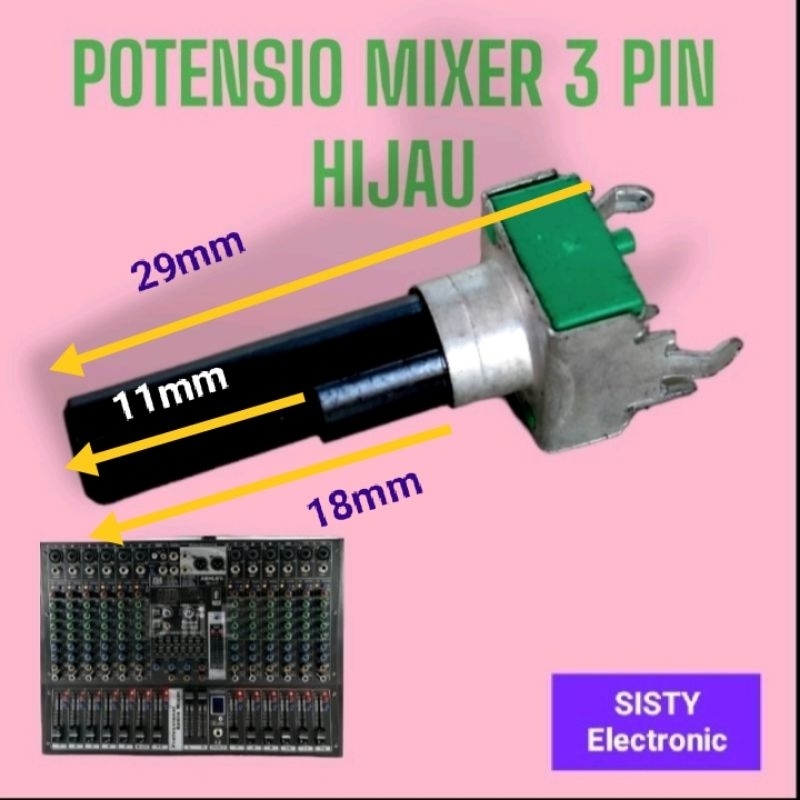 Jual Potensio Mixer 3 Pin Kotak B 503K/50K Hijau Biru | Shopee Indonesia