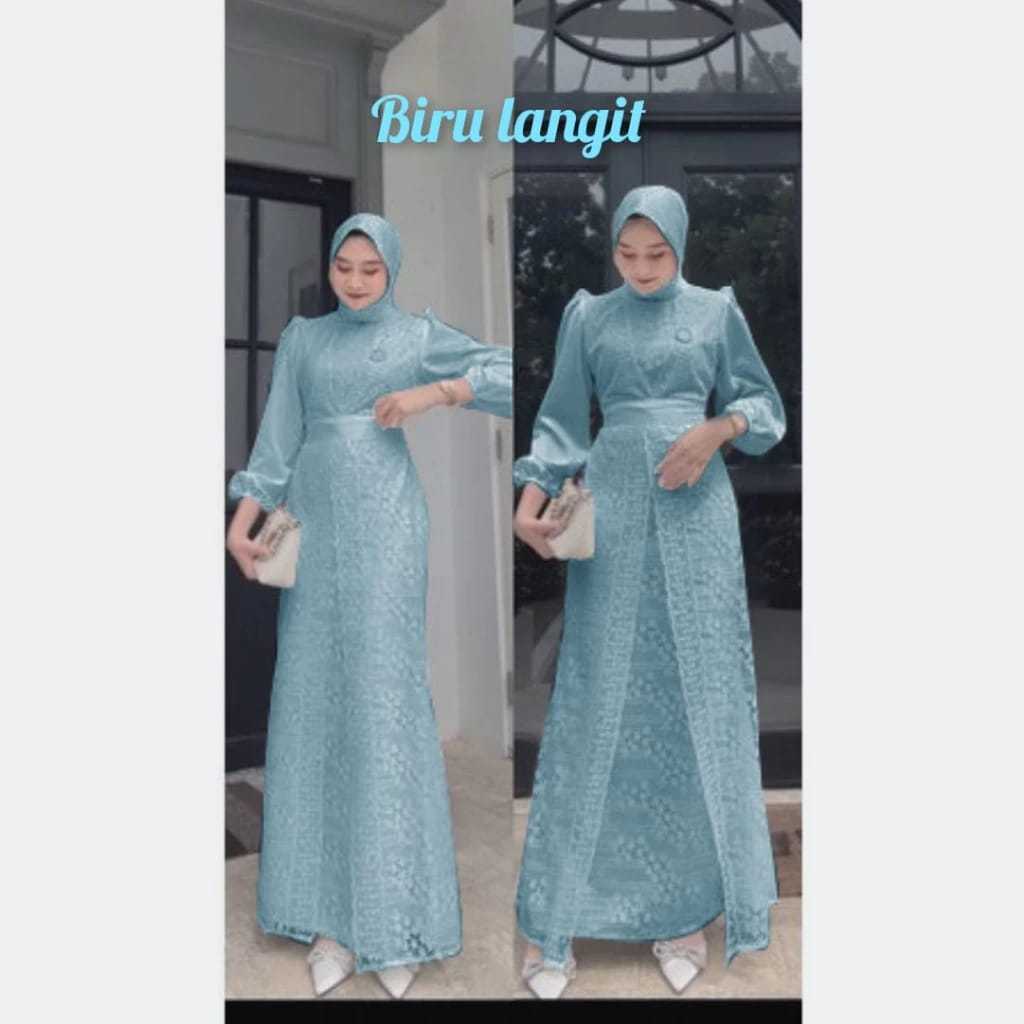 Jual NEW PRODUCT ADA JUMBO XXL / NADINE DRESS BROKAT BRUKAT KOMBINASI TILLE MUTIARA MEWAH GAMIS ...