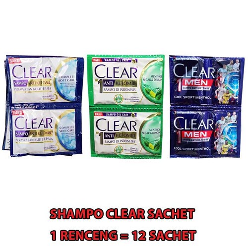 Jual CLEAR SHAMPOO RENCENG ISI 12 SACHET 11 ML ISI 2 PCS 5ml COMPLETE ...