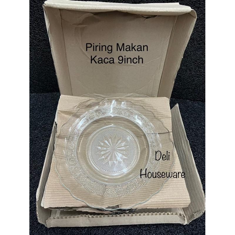 Jual Piring Makan Kaca Bermotif PerBOX ( isi 6PCS )/ Piring Makan 9Inch ...