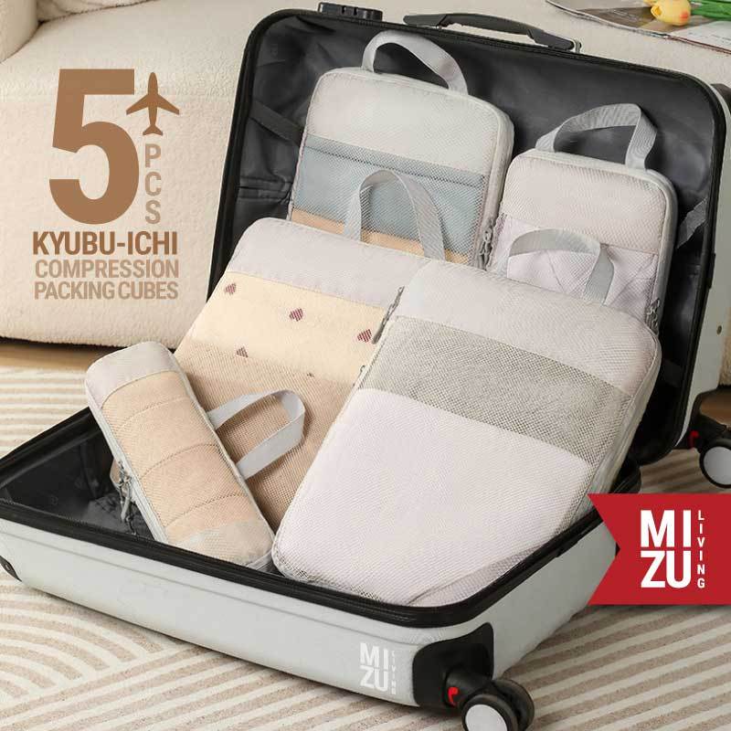 Jual MIZU KYUBU-ICHI 5in1 Compression Packing Cubes SECRET POUCH Travel Bag Luggage Organizer ...