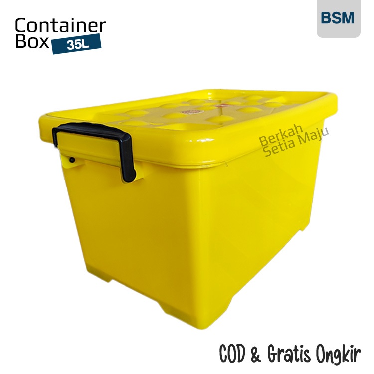 Jual BSM CONTAINER 35 LITER YELLOW DENGAN RODA KUAT DAN AWET KOTAK ...
