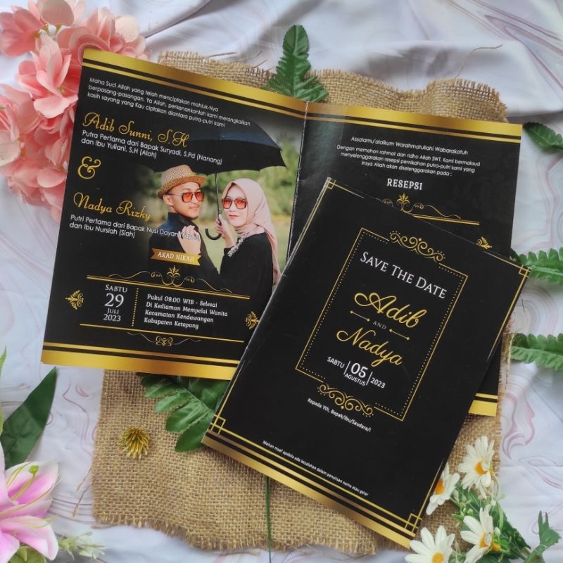 Jual Undangan Nikah Custom Hitam Gold Cantik Estetik | Undangan ...
