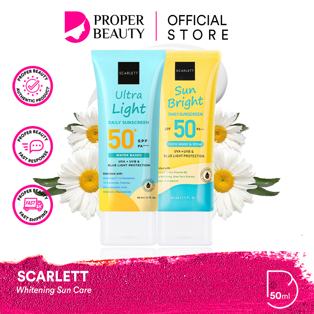 Jual SCARLETT Whitening Sun Care Indonesia / Sunscreen Wajah / Bright Daily SPF 50 PA+++ 50ml ...