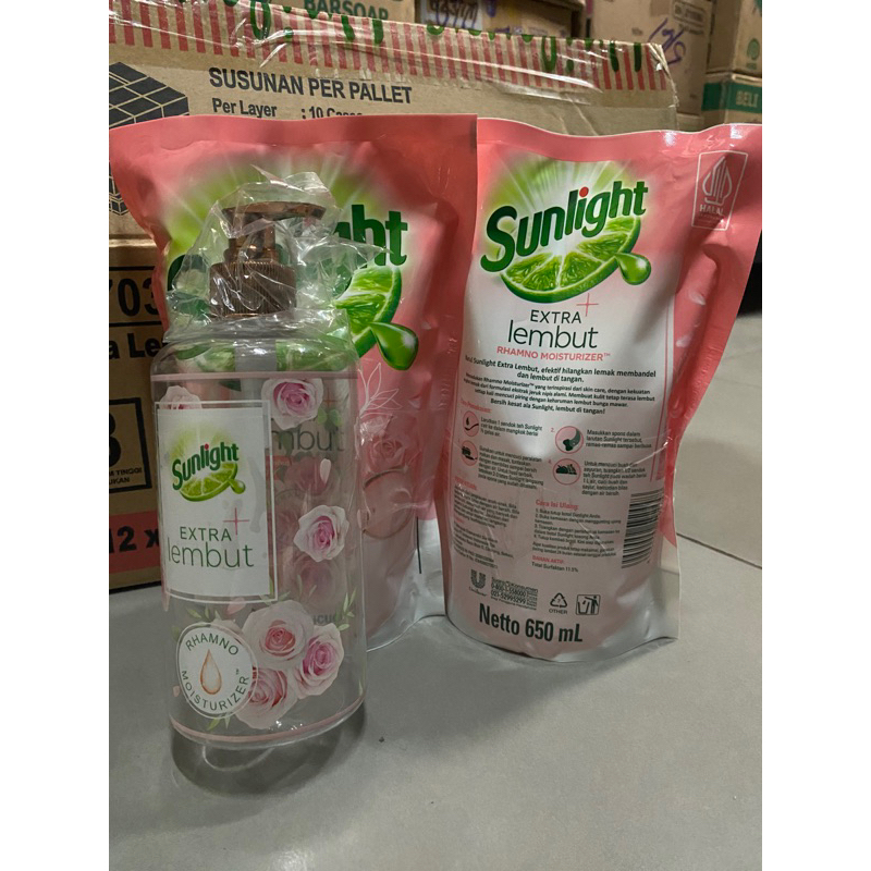 Jual SUNLIGHT EXTRA LEMBUT 650ML FREE BOTOL CANTIK | Shopee Indonesia