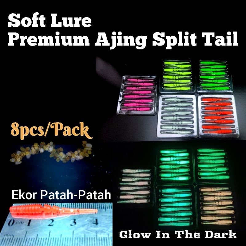 Jual Softlure Ajing Split Tail Full GID Premium Lure | Shopee Indonesia