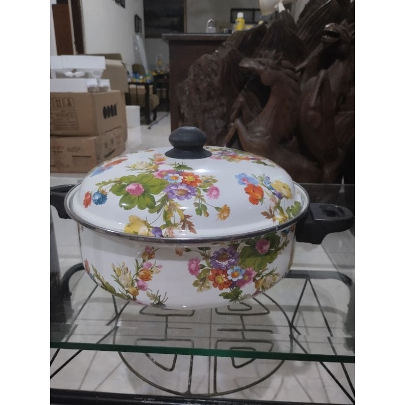 Jual panci enamel mackenzie bunga 30 cm | Shopee Indonesia