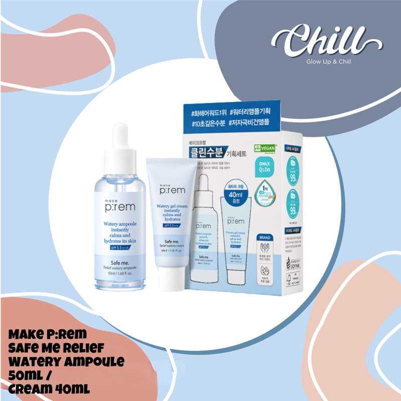 Jual Make P:rem Safe Me Relief Watery Ampoule 50ml / Watery Cream 40ml ...