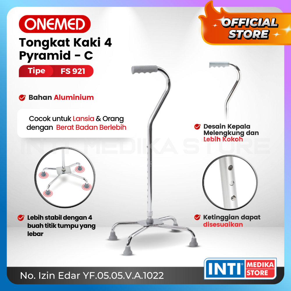 Jual ONEMED - Alat Bantu Jalan TONGKAT PIRAMID C Kaki 4 FS 921 | Penopang | Shopee Indonesia