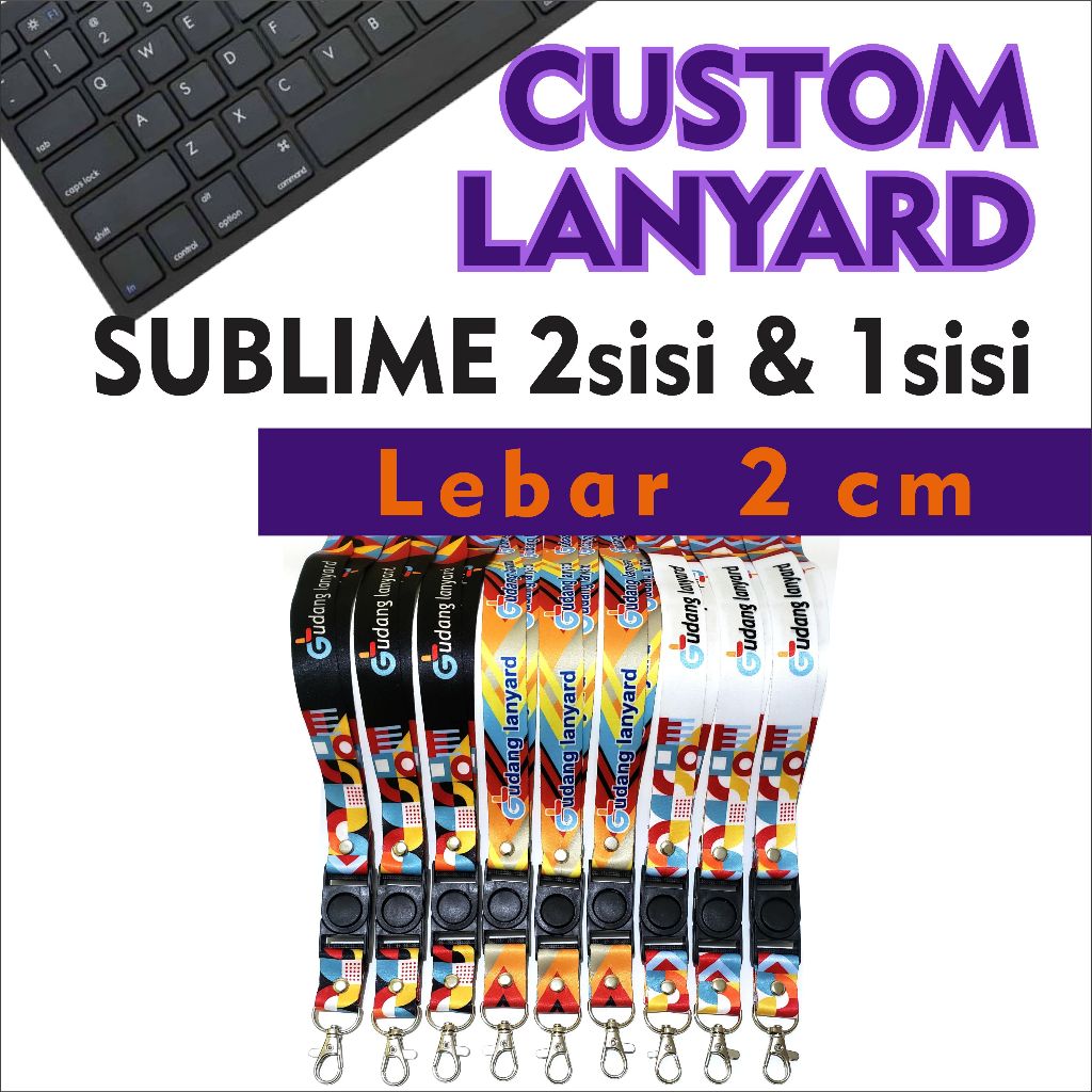 Jual CETAK TALI IDCARD 2cm sublime ful print color tali lanyard idcard ...