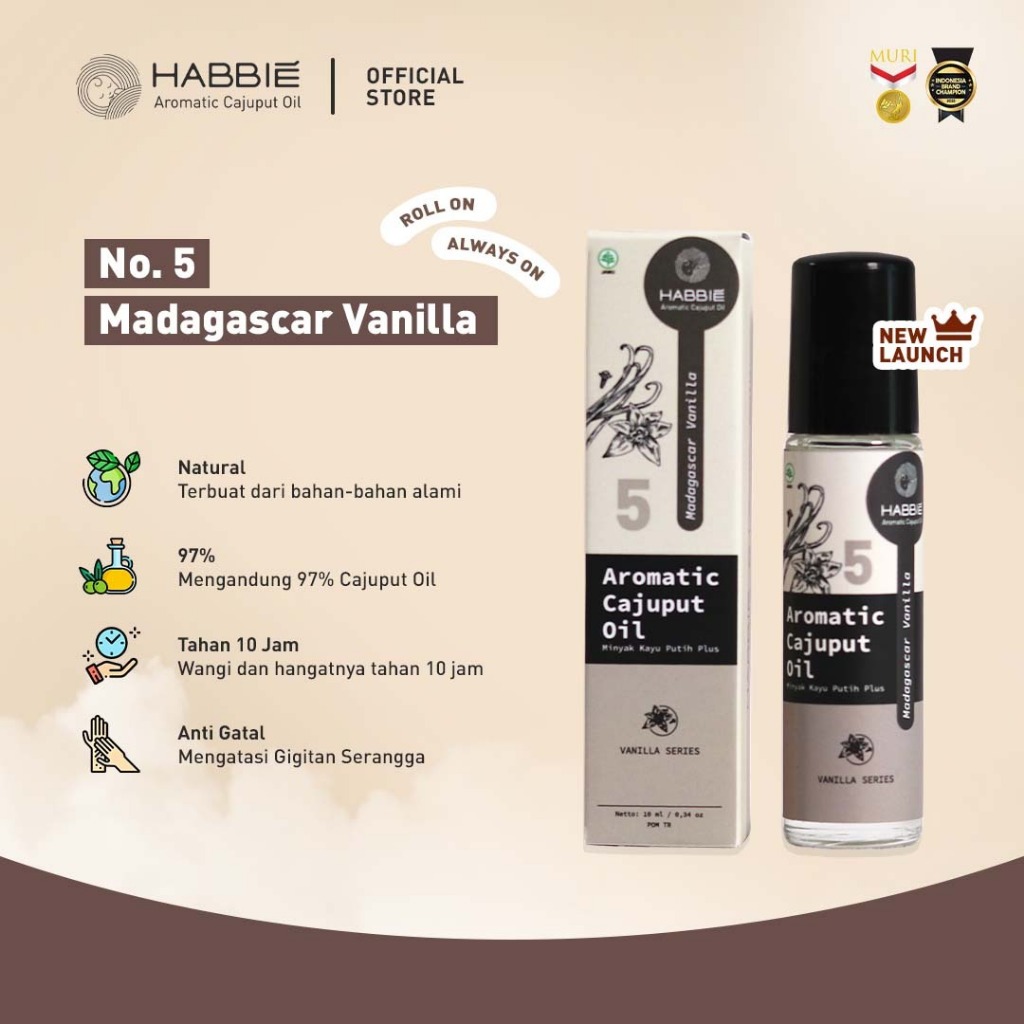 Jual Habbie Aromatic Roll On Minyak Kayu Putih 05. Madagascar Vanilla ...