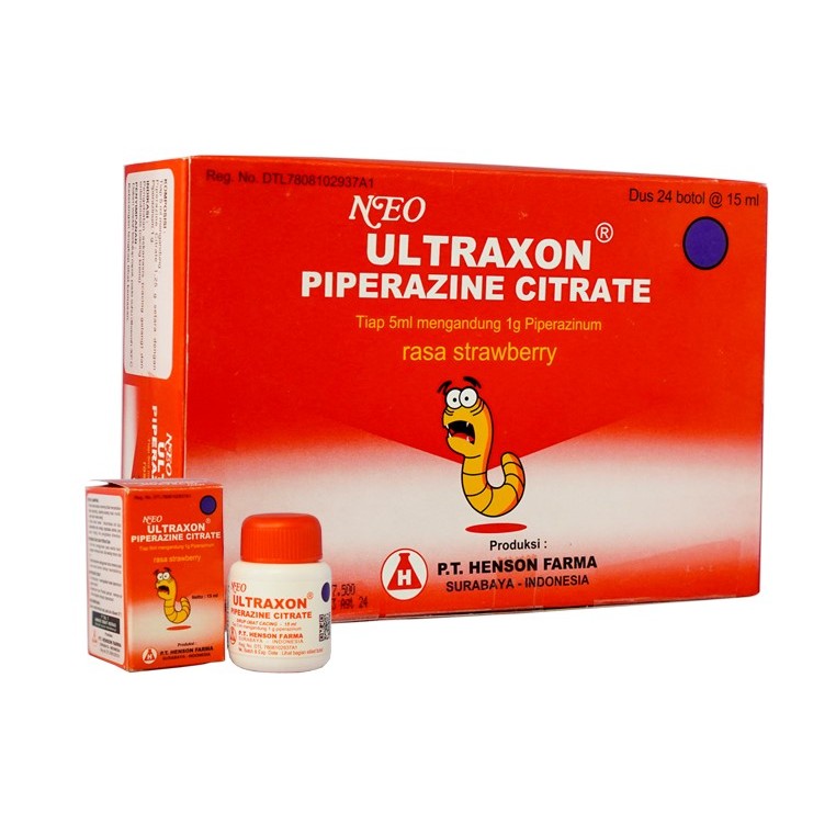 Jual ULTRAXON Obat Cacing Box Isi 24 Botol 15 ml Rasa Strawberry ...