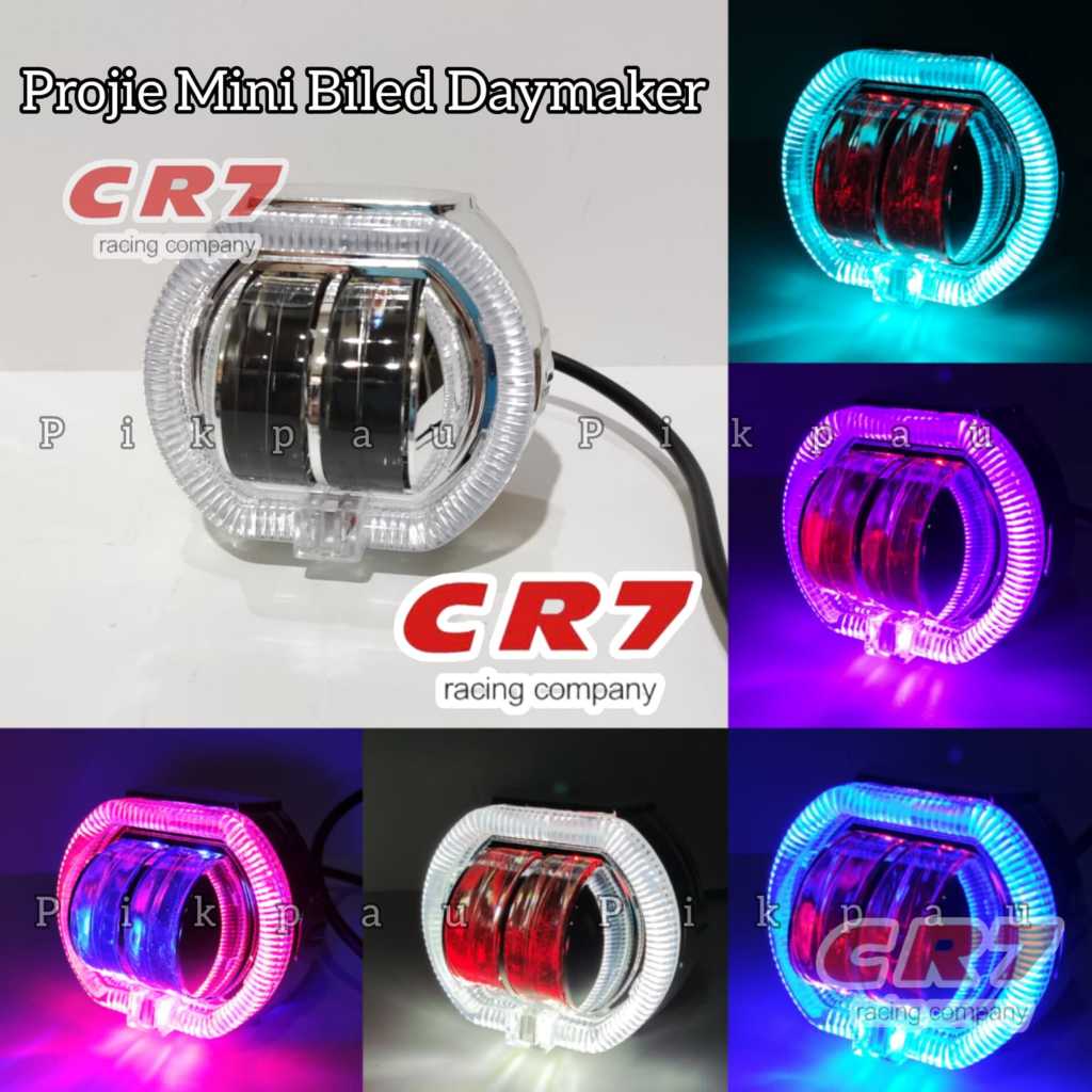Jual CR7 New Lampu Projie Biled 2 Mata Lensa Mini Shroud+Devil Eye Low ...