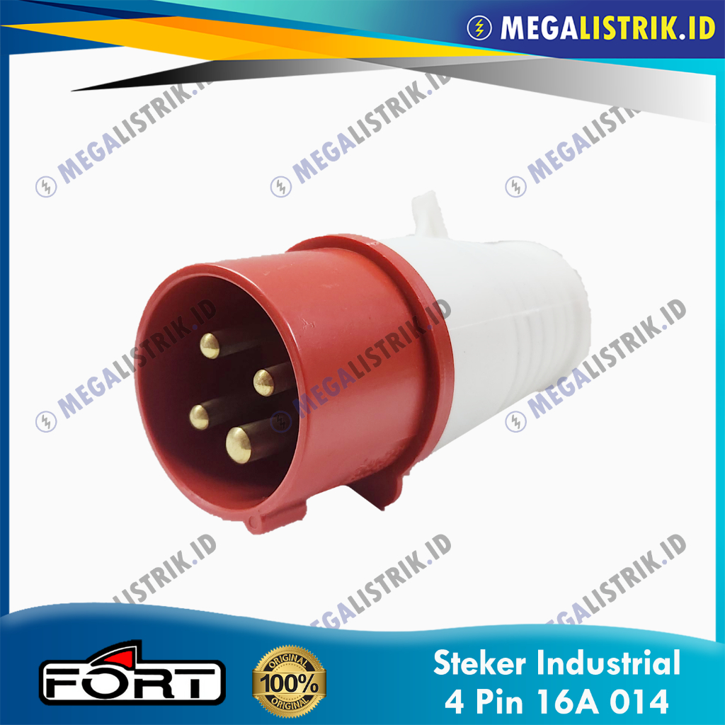 Jual FORT STEKER INDUSTRIAL 4 PIN 16A / PLUG GENSET 4 PIN / KAKI 3P+E ...