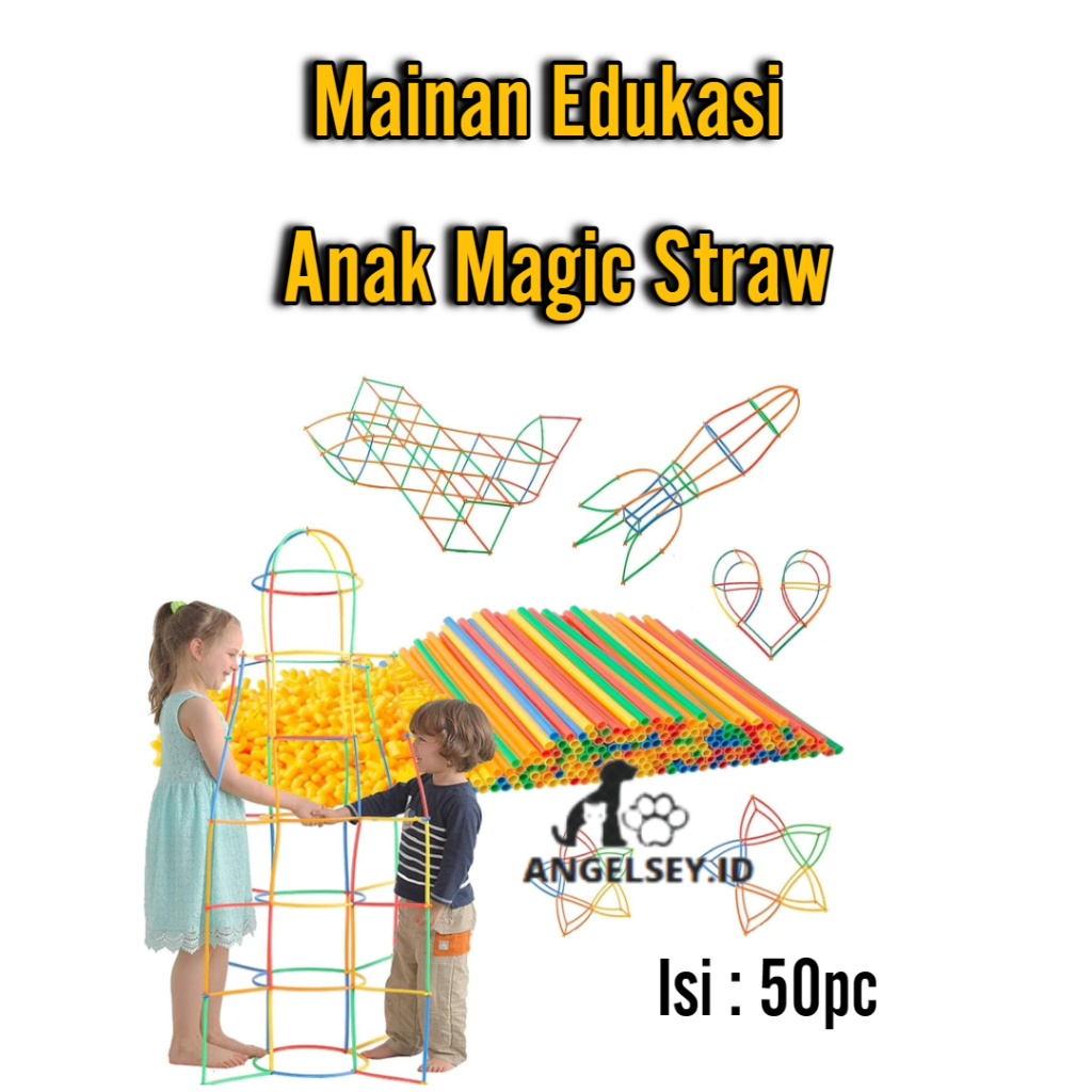 Jual Mainan Sedotan Ajaib / Magic Straw Toys 50pc dan 50 Connector ...