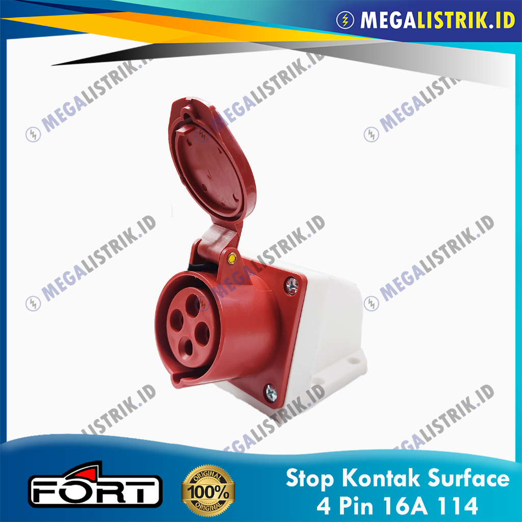 Jual FORT STOP KONTAK INDUSTRIAL SURFACE 4 PIN 16A / WALL SOCKET GENSET 4 PIN / KAKI 3P+E 16 ...