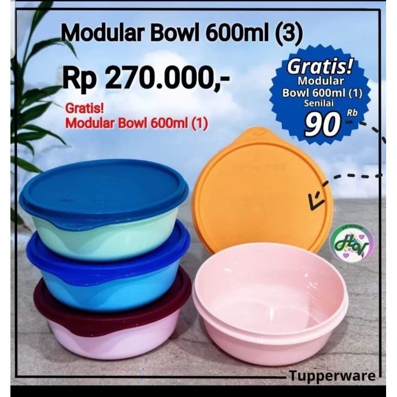 Jual ORIGINAL TUPPERWARE MODULAR BOWL 600ML 4PC | Shopee Indonesia