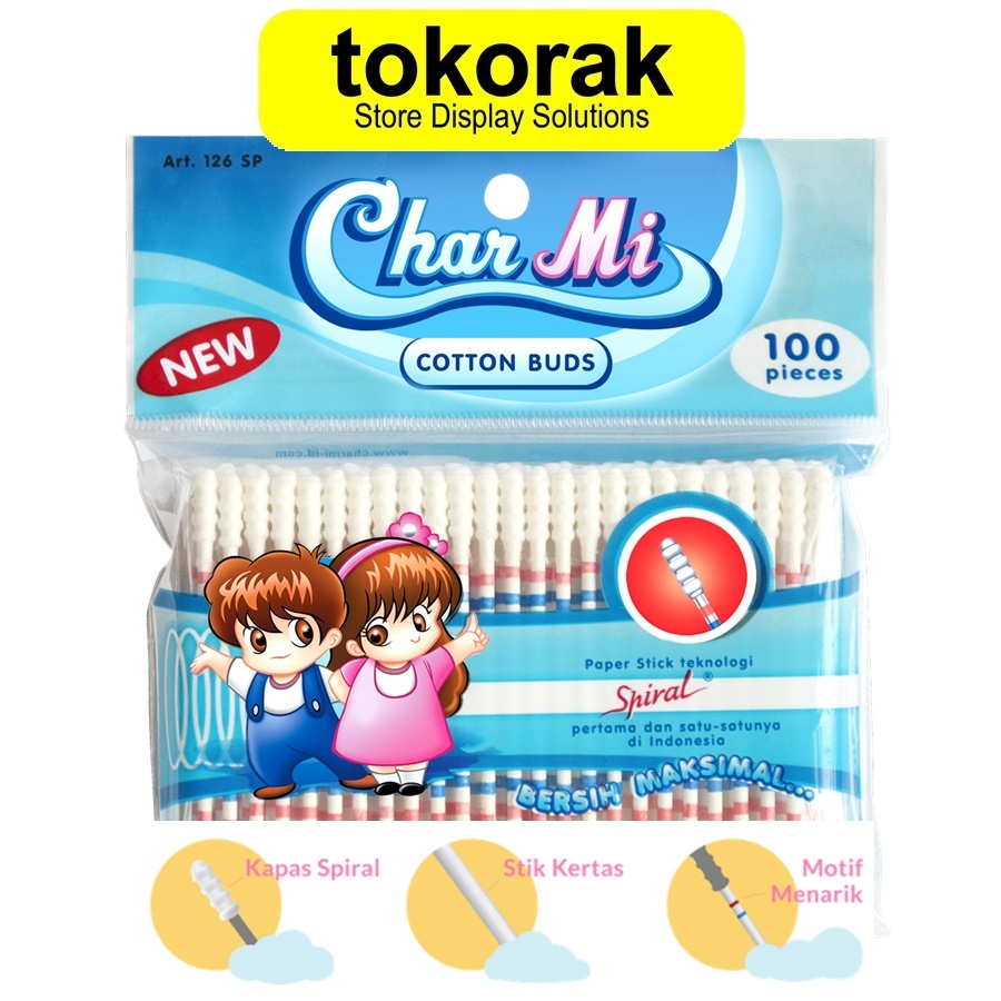 Jual CHARMI COTTON BUDS TELINGA SPIRAL 126 SP CHAR MI KOREK KUPING ...