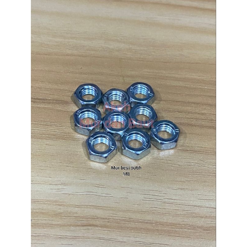 Jual Mur Besi Putih M8 / Mur Hex Nut M8 | Shopee Indonesia