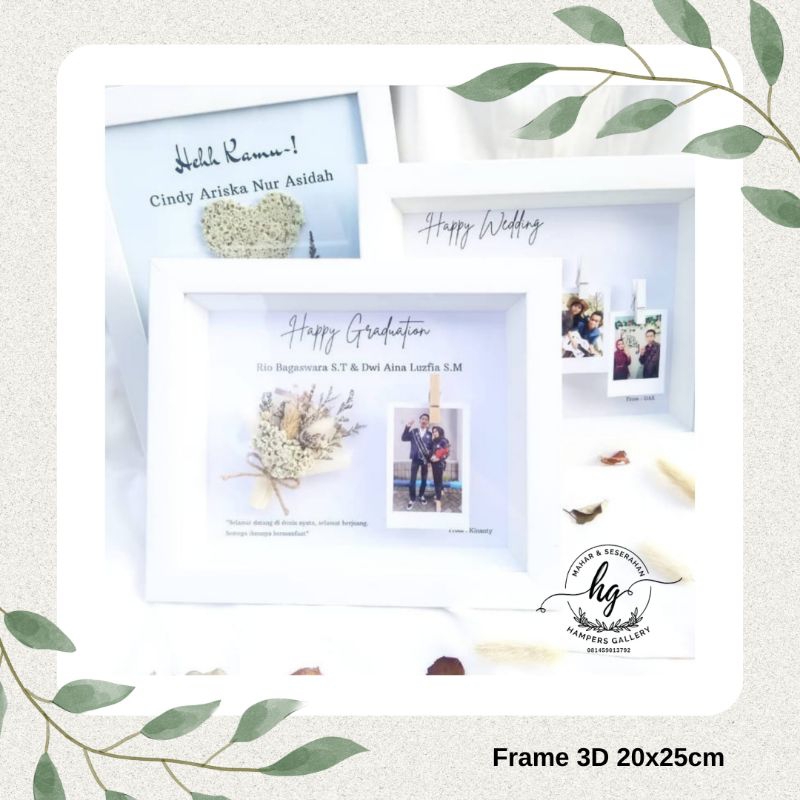 Jual Frame 3D 20x25 Kado Wisuda Kado Nikah Kado Ultah Frame Minimalis ...