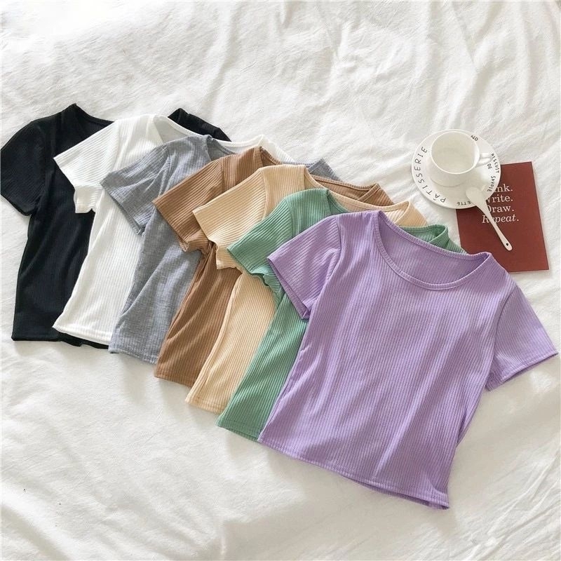 Jual KOREAN BASIC CROP TOP | Shopee Indonesia