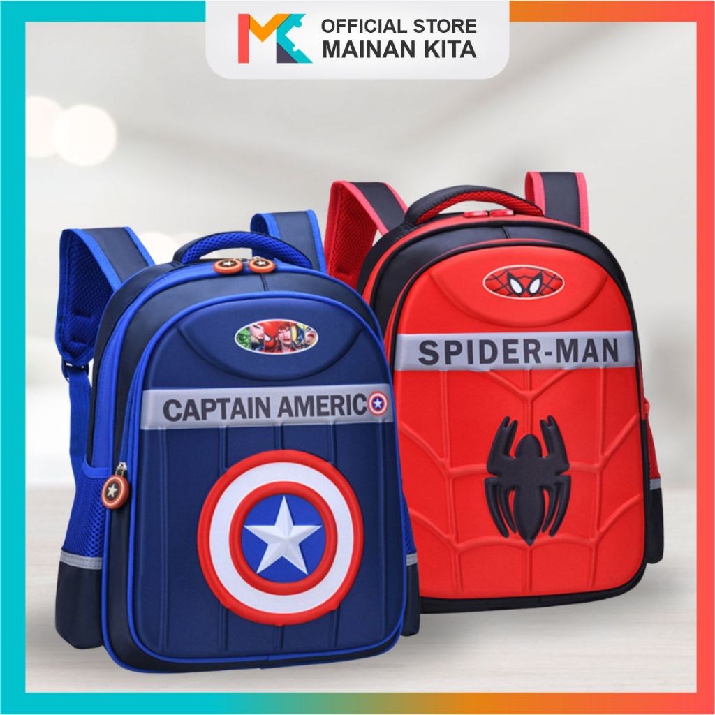 Jual MK502 Tas Sekolah Anak Laki Laki TK SD Ransel 3D Gambar Timbul Karakter Superheroes ...