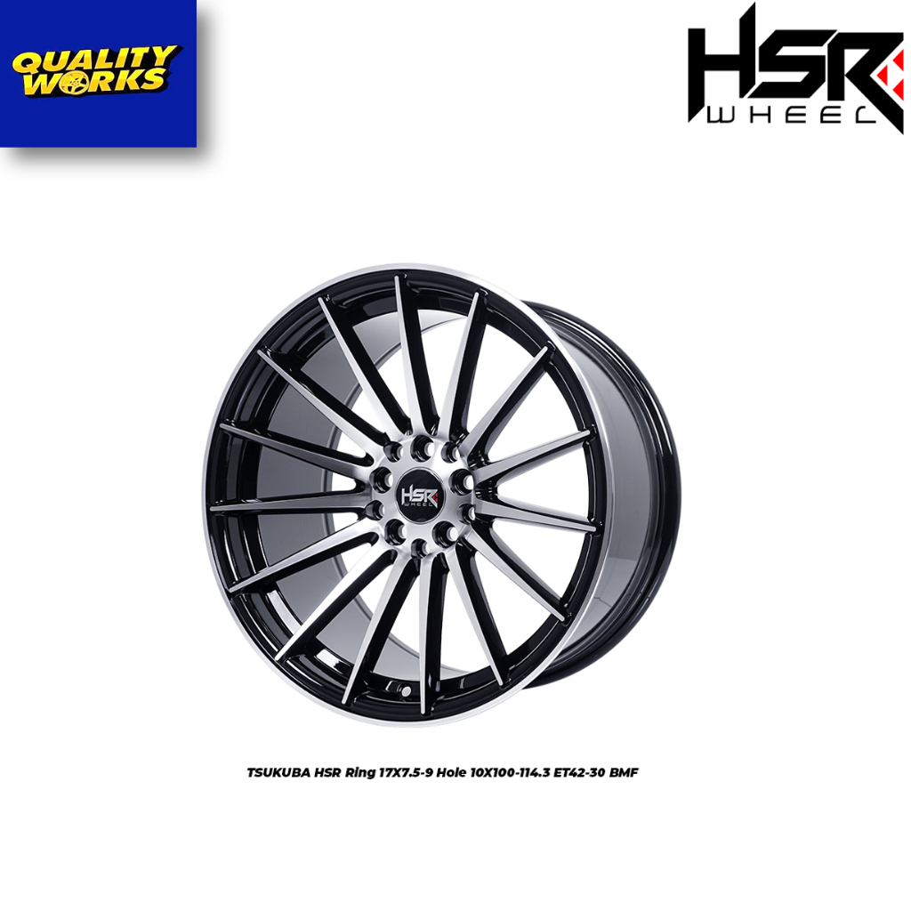 Jual Velg mobil model jari jari Ring 17 tapak lebar pelek HSR TSUKUBA R17 lebar 7,5/9 Black ...