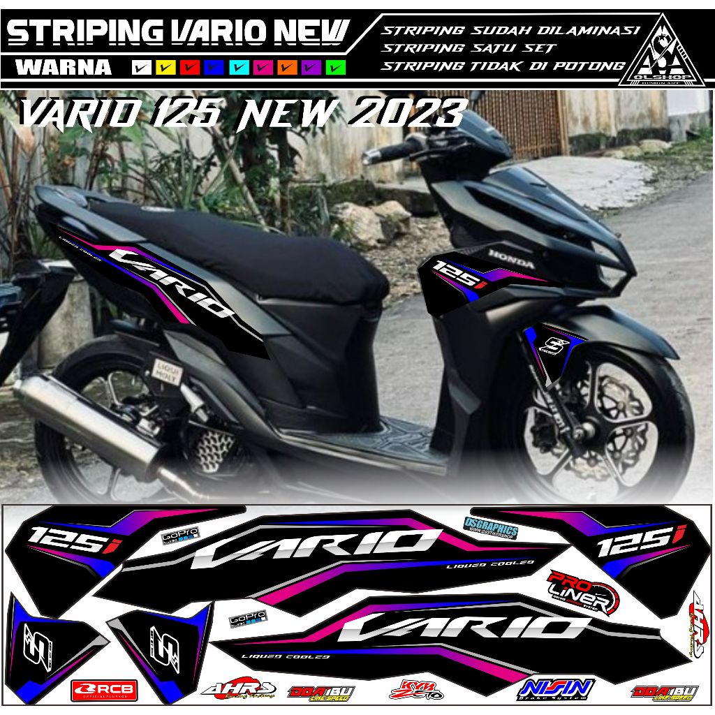 Jual STRIPING VARIO 125 NEW 2023 VARIASI SIMPLE LIS VARIAN WARNA ...