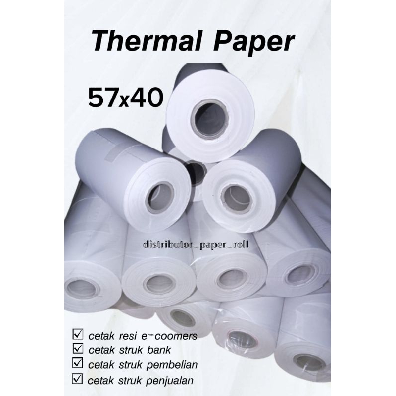 Jual kertas struk thermal 57x40mm/ struk kasir edc bluetooth paket 10 ...