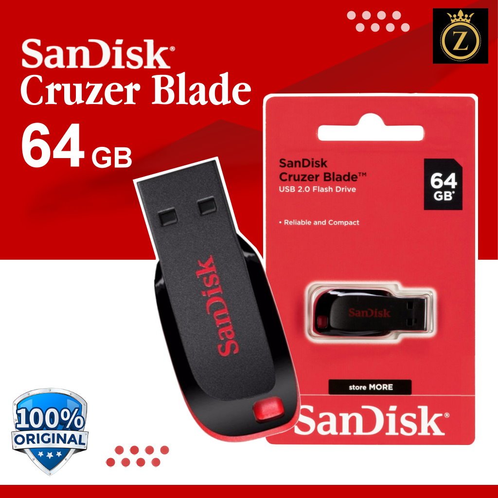 Jual Flashdisk Sandisk Cruzer Blade 64GB | GARANSI 5 TAHUN ORIGINAL 100 ...
