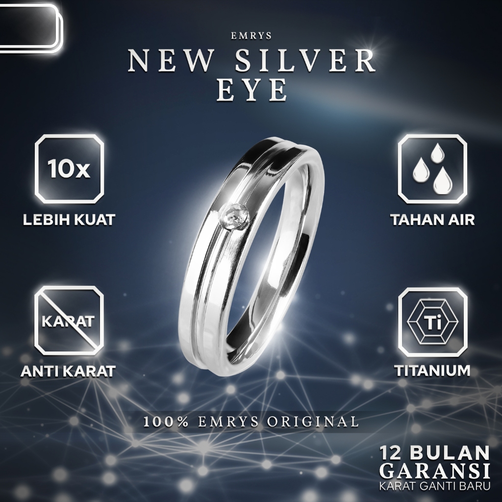 Jual BUY 2 FREE 1 GIFT Emrys Simple Ring NEW SILVER EYE Titanium Anti ...