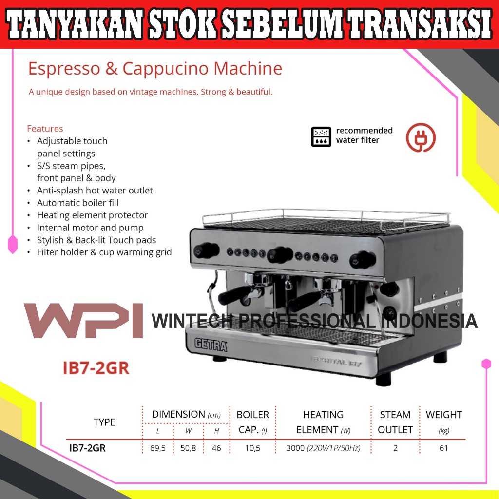 Jual Getra Iberital IB7-2GR IB7 2G IB72G Coffee Machine - Espresso ...