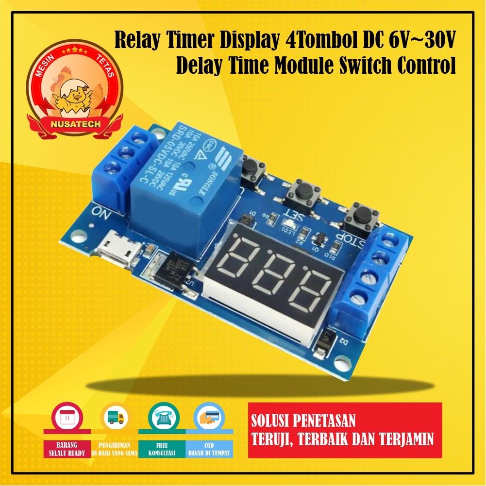 Jual Relay Timer Display 4tombol Dc 6v~30v Delay Time Module Switch