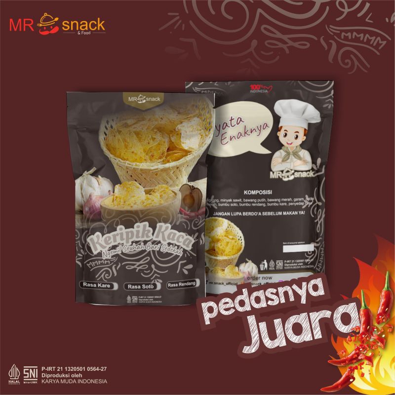 Jual Keripik kaca rasa rendang/Camilan kaca rasa kare/Snack kaca rasa ...