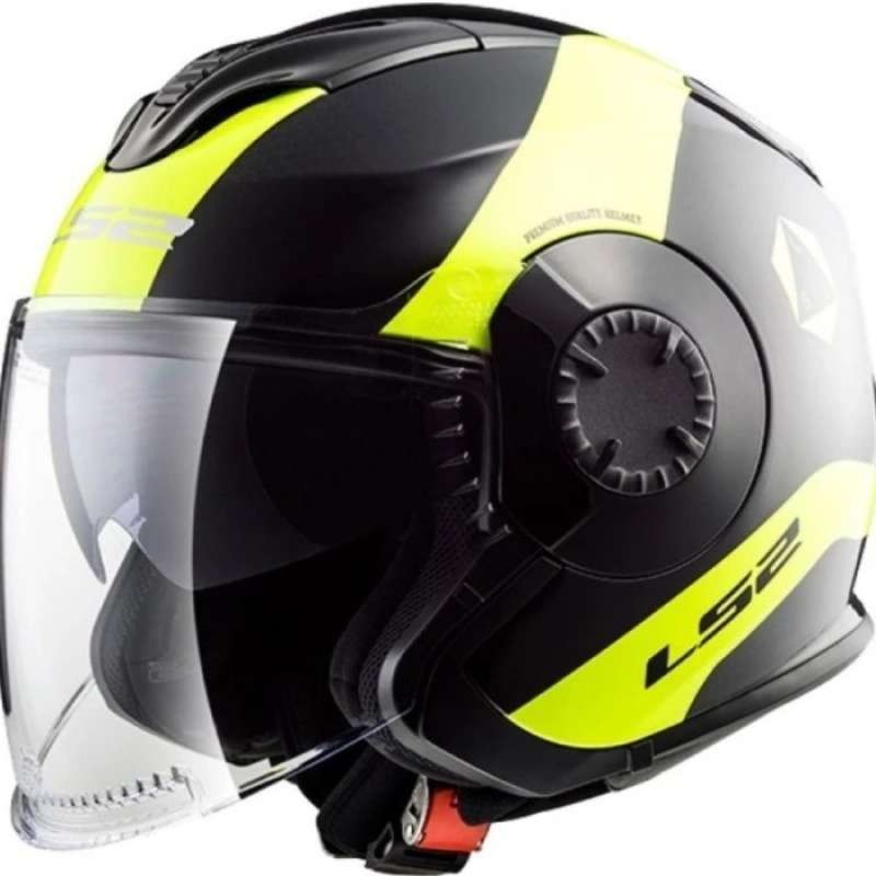 Jual Helm LS2 Half Face OF570 Verso Technic Black Yellow Glossy ...