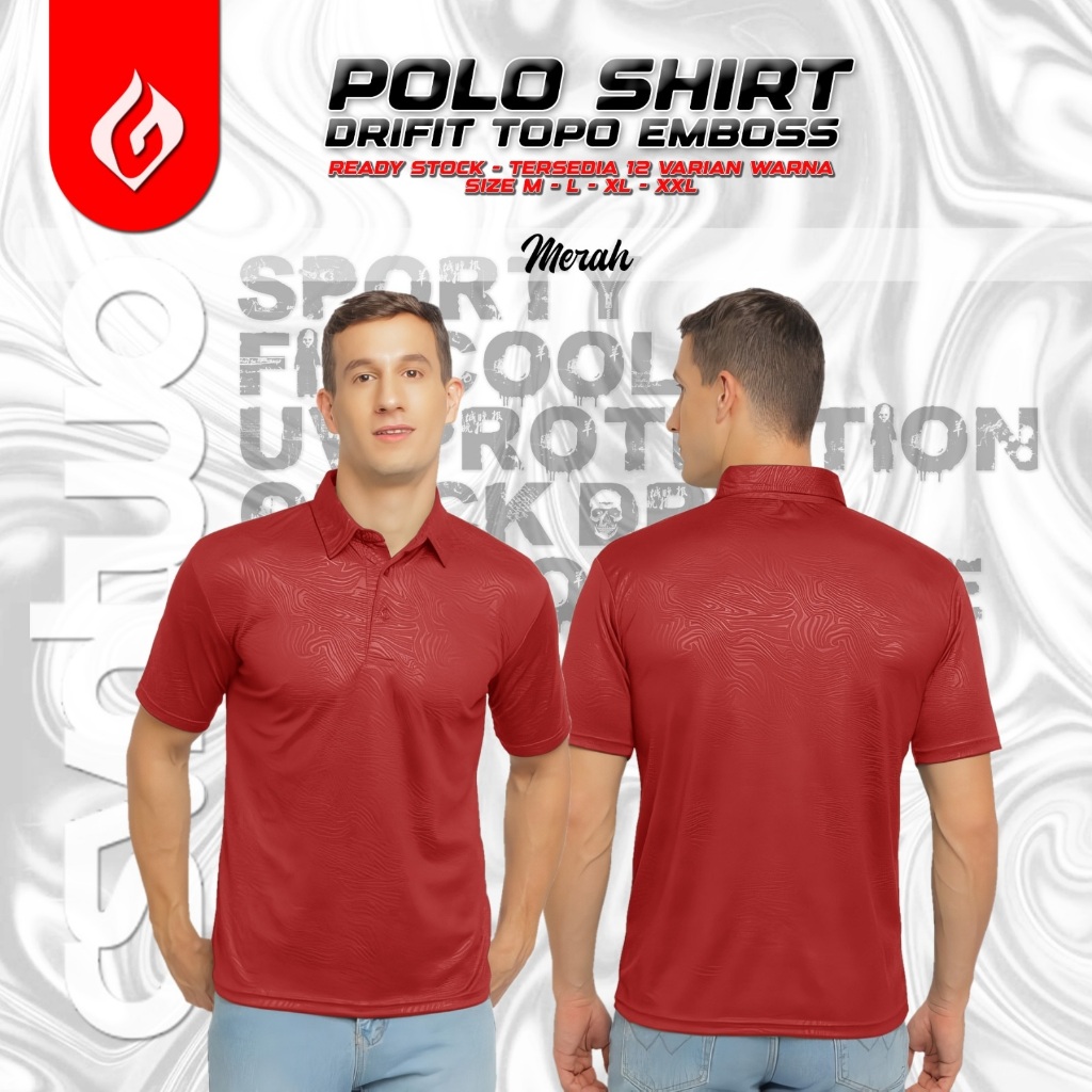 Jual Kaos Polo Dryfit Polos Motif Embos Topo / Kaos Olahraga Polo ...