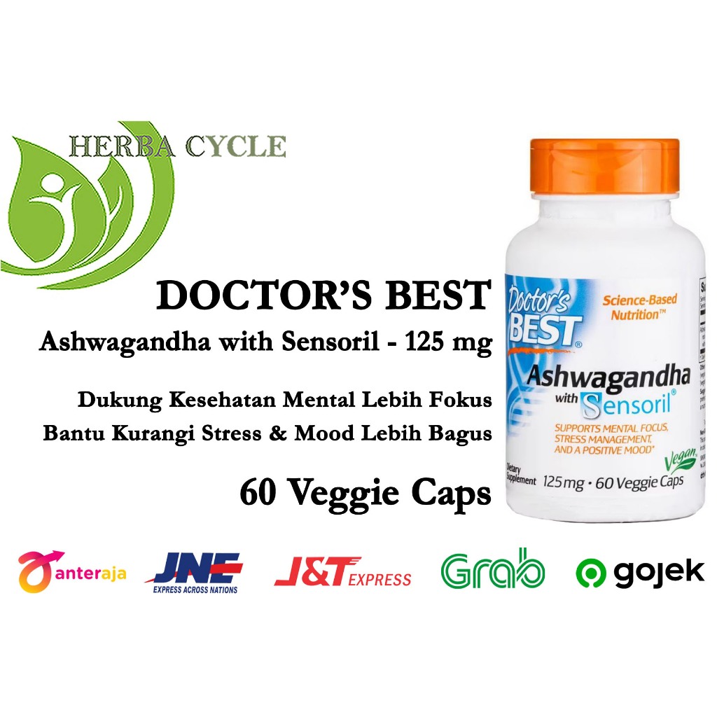 Jual Doctors Best Ashwagandha Featuring Sensoril 125 mg 60 Veg ORI USA ...
