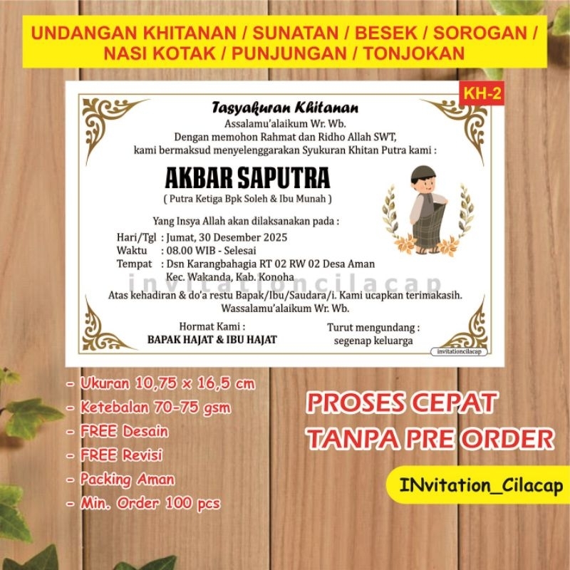 Jual {WARNA} UNDANGAN KHITANAN BESEK SOROGAN PUNJUNGAN TONJOKAN + FOTO ...
